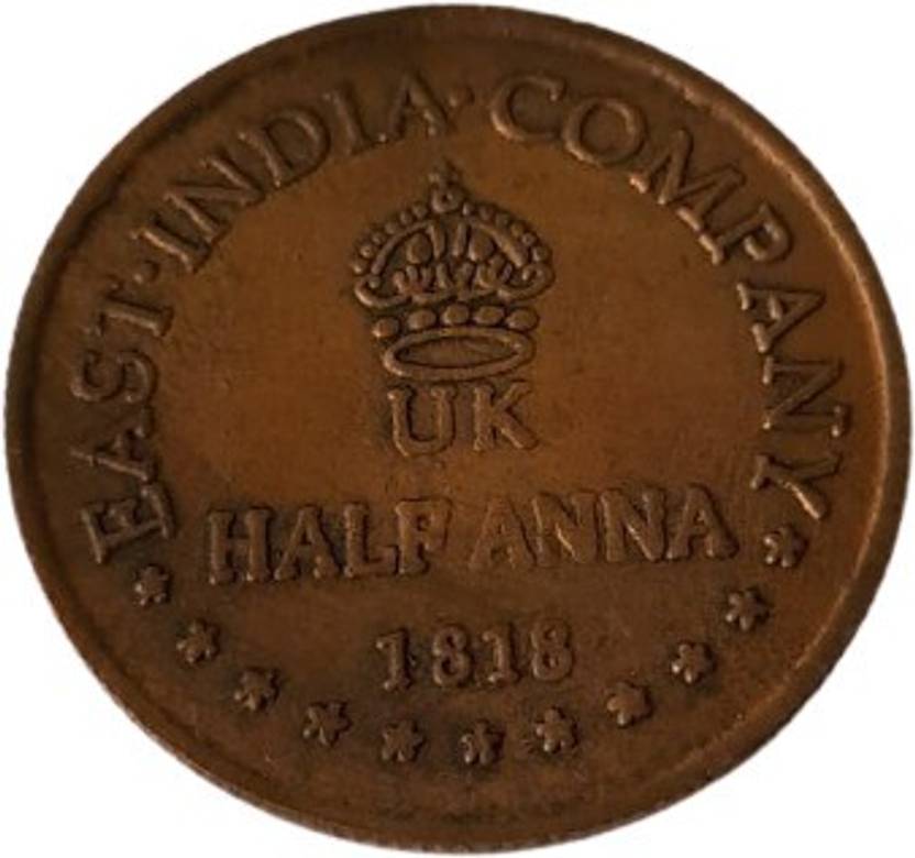 GOLDEN ARTS Half Anna 1818 East India Company Lord Ganesh ,Mata Luxmi ...