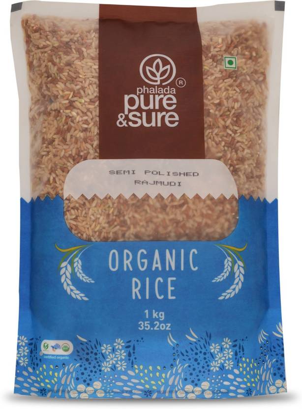 Pure & Sure Organic Semi Polished Rice-1kg Brown Rajamudi Rice (Medium ...