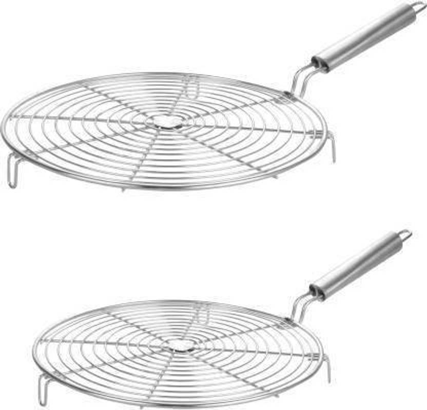 Pitambara pack of 2 Round Roasting Net Stainless Steel Wire Roaster ...