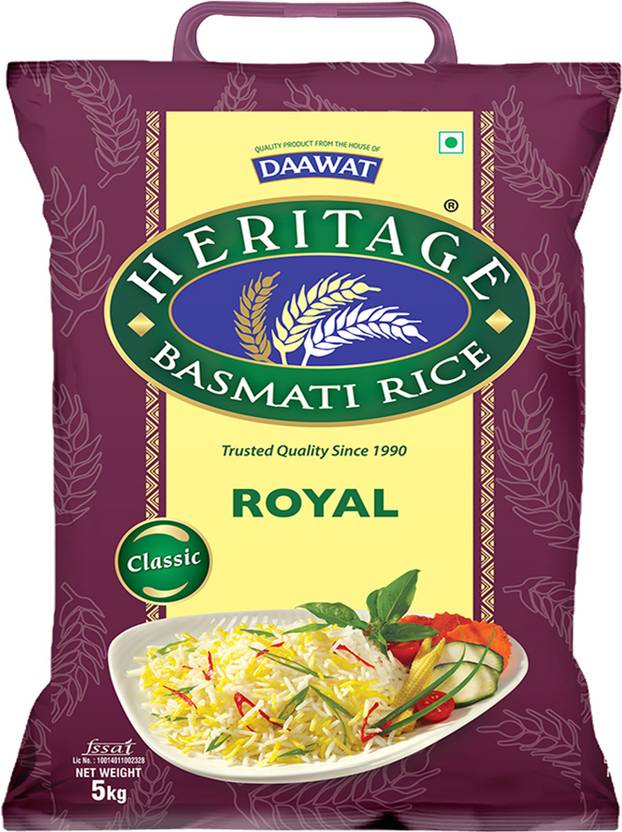 Heritage Royal Basmati Rice (Long Grain) Price in India - Buy Heritage ...