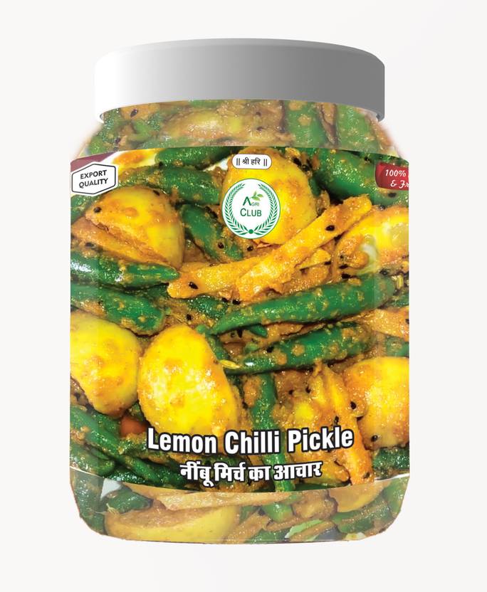 AGRI CLUB Nimbu Mirchi ka Achar(Lemon Chilli Pickle) 750gm Green Chilli ...