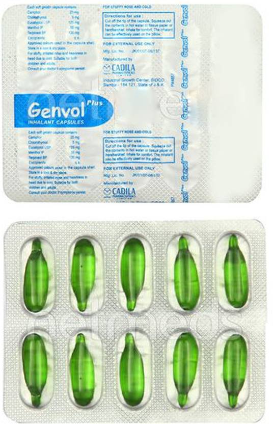 GENVOL PLUS Inhalant Capsules Ideal For Cough & Cold Price in India ...