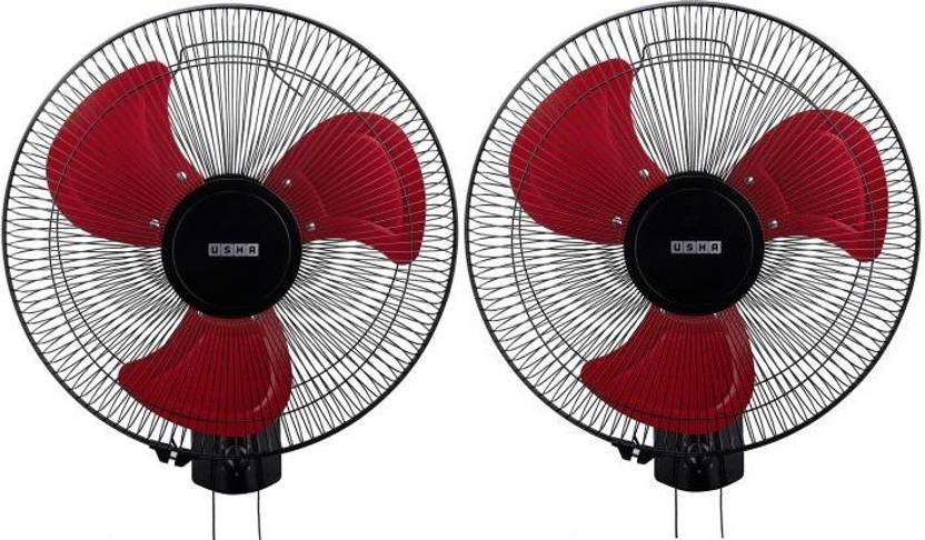 USHA Colossus RED WALL FAN PACK OF 2 with 1 Year Warranty 400 mm Wall ...