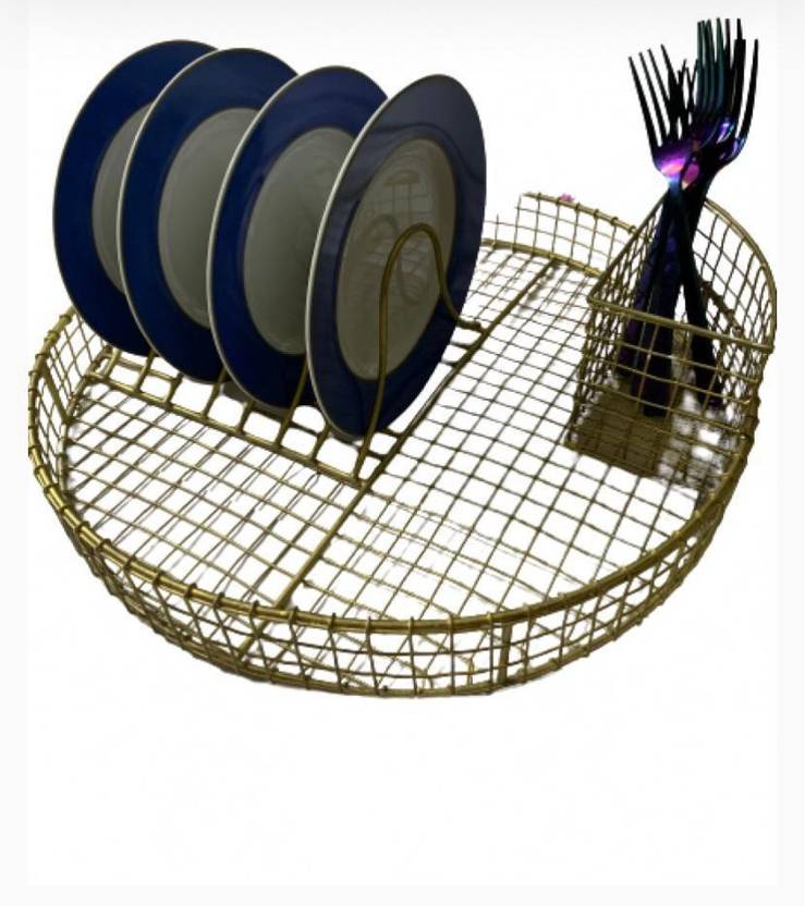 Good Abodes HANDCRAFTED DECORATIVE MESH TRAY WITH INBUILT PLATE HOLDER ...