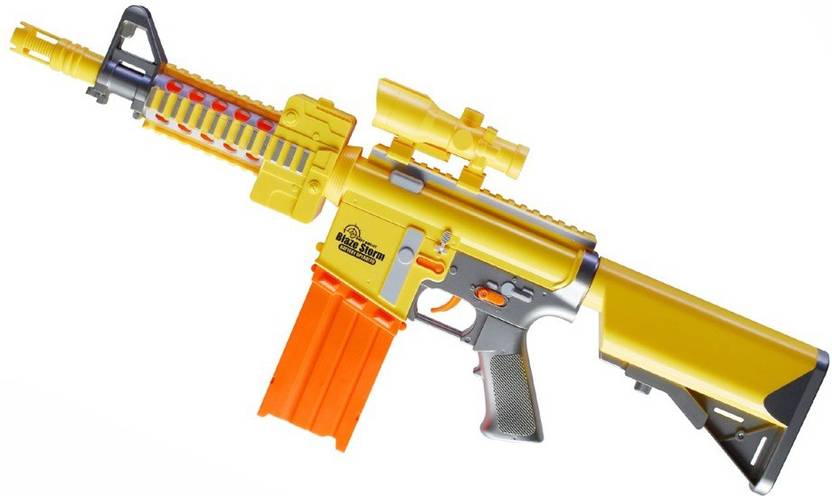 BACKGAMMON Battery Operated Yellow Machine Gun/ Riffle Blaze Storm Gun ...