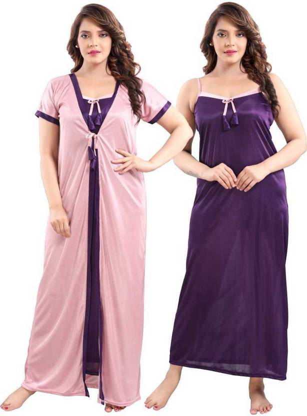 Delight Women Nighty with Robe - Buy Delight Women Nighty with Robe ...
