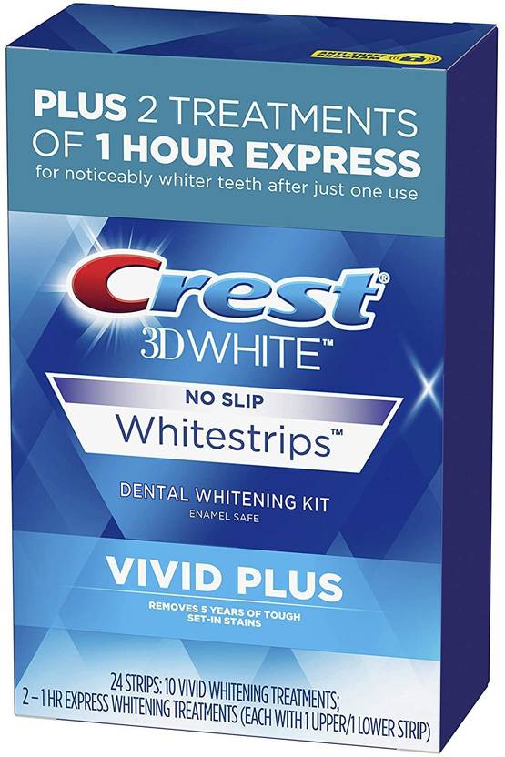 Crest 3D White Whitestrips Vivid Plus Teeth Whitening Kit, Basic Teeth ...