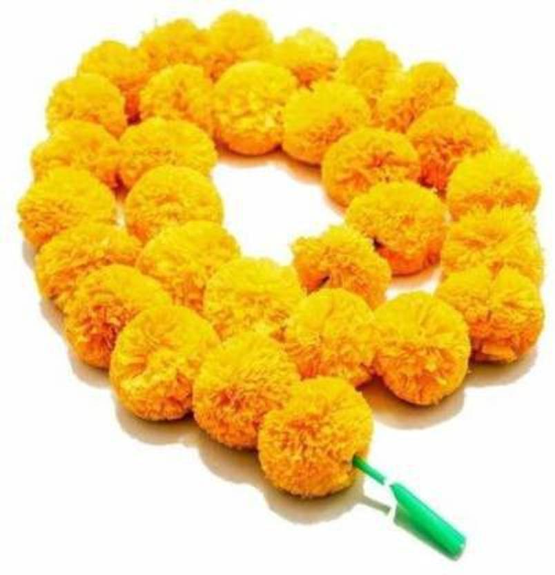 MMD DECORATION Pack of 5 Artificial Marigold Fluffy Flowers String ...