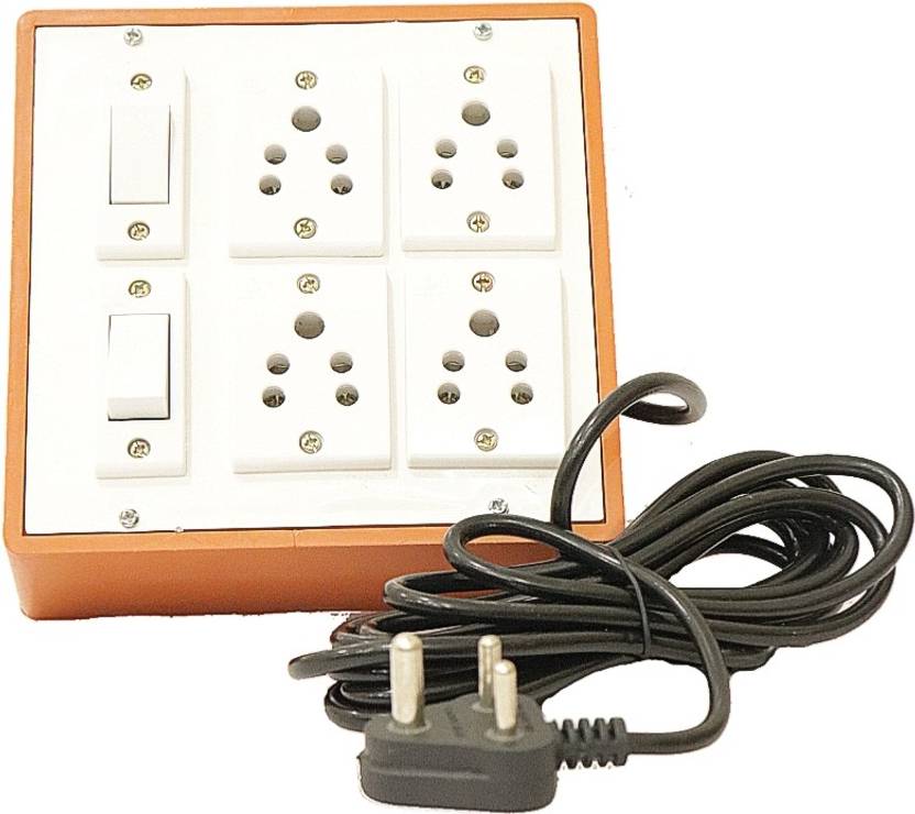 HI-PLASST PVC Extension Switch Board with two 5amp Switches and Four ...