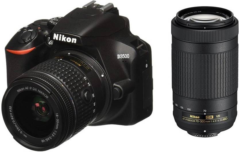 NIKON D3500 DSLR Camera Body with Dual lens: 18-55 mm f/3.5-5.6 G VR ...