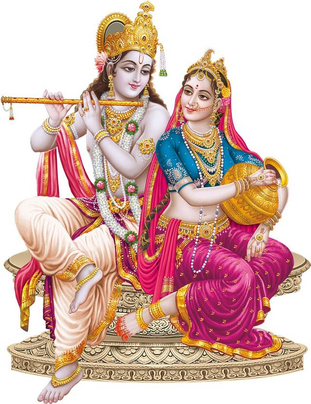god & god's 41 cm Shri Radha Krishna Wall Sticker 902 Self Adhesive ...