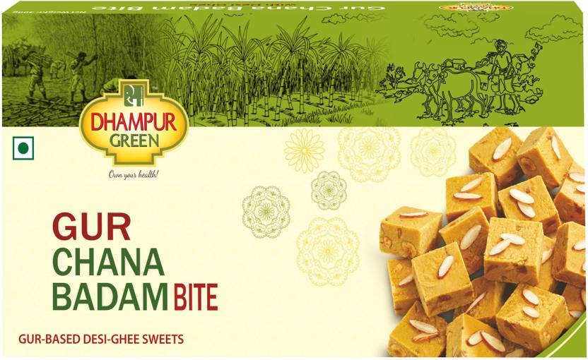 Dhampure Speciality Gur Chana Badam Bite - Gur Based Desi Ghee Indian ...