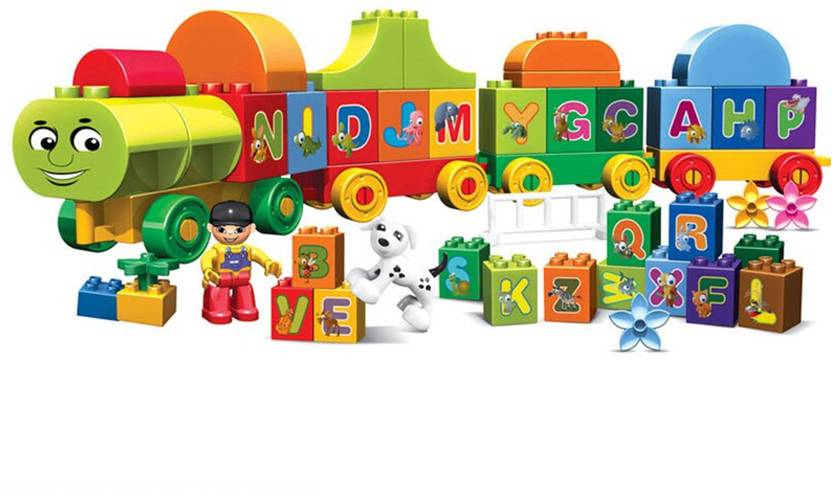 WISHKEY Colorful Alphabet Train Building Blocks Learning Letters,Words ...