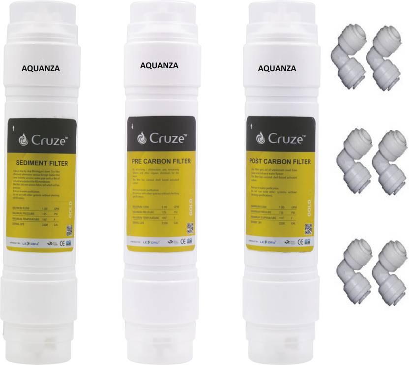AQUANZA Cruze Gold Inline Pre Carbon, Sediment & Post Carbon Filter Set ...