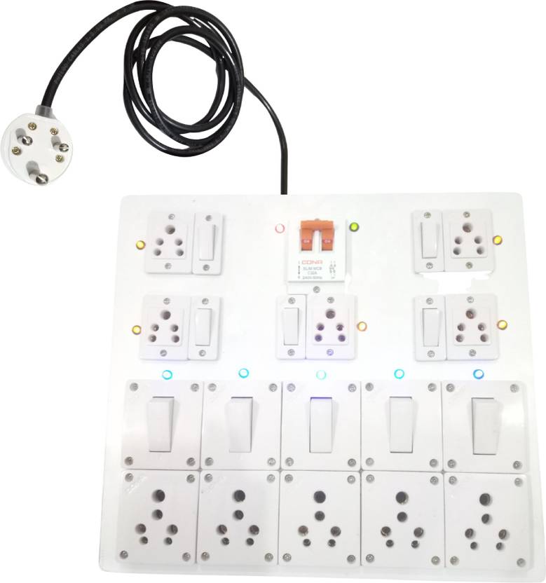 Wooden Extension Dual Pole MCB, Five 16/20A Sockets switch, Five 6A ...