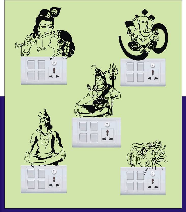 Crown Decals 15 cm Radha Krishna Sanker Bhagwan Ganesh ji Maditating ...