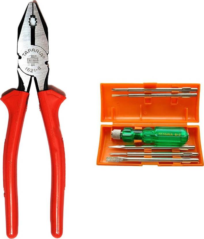 TAPARIA 812 6 pc screwdriver set pack of 2 combo, 1621-8 cutting plier ...