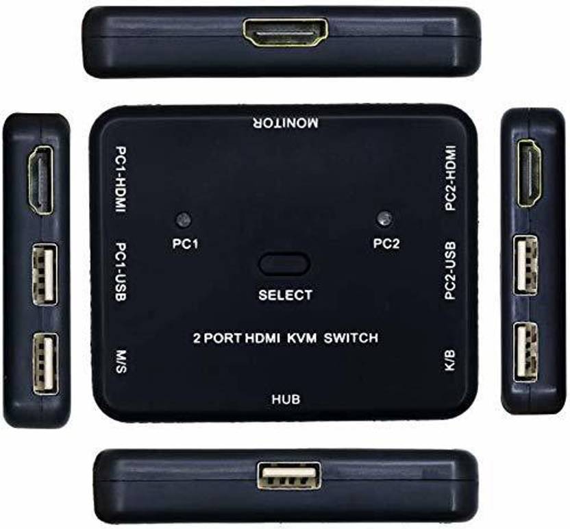 VIBOTON HDMI KVM Switch 2 Ports Share 2 Computers with One Monitor 2x1 ...