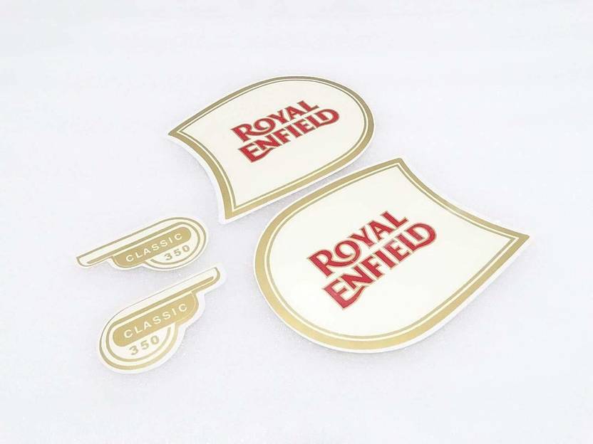 KDH Royal Enfield Classic 350 Fuel Tank & Tool Box Sticker Logo White ...