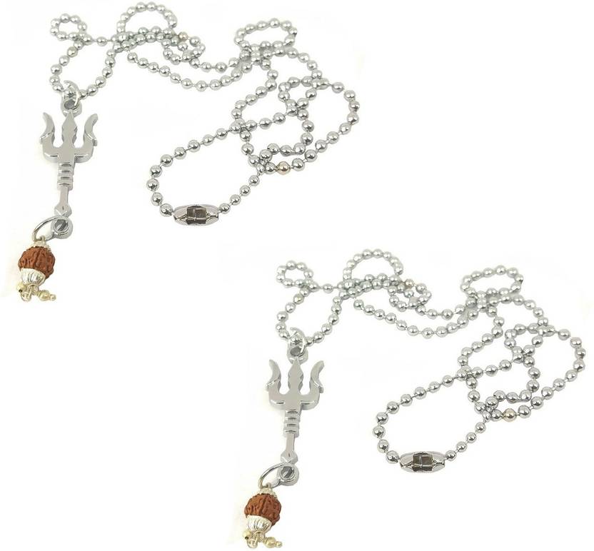 Airtick Set Of 2 Rudraksha Silver Lord Shiva Trishul Mahakal Mahadev ...