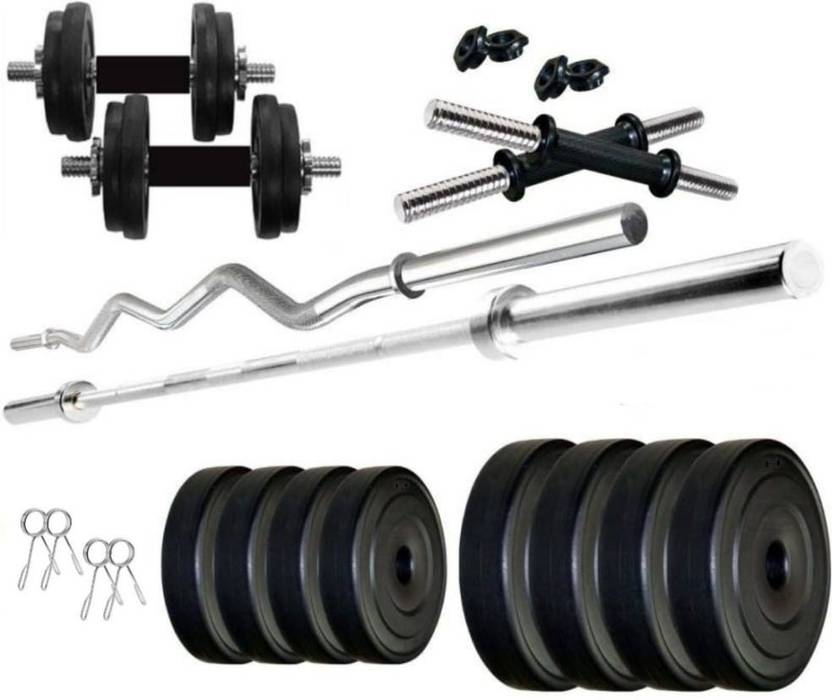 Starx 8 kg Pvc weight 3Ft Curl Rod and 4Ft Straight Rod Home Gym Combo ...