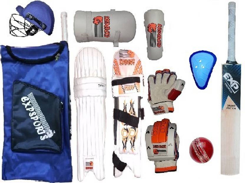 EXPSPORTS Lether Player Full Cricket Kit with Water proof kit Bag Boy's ...