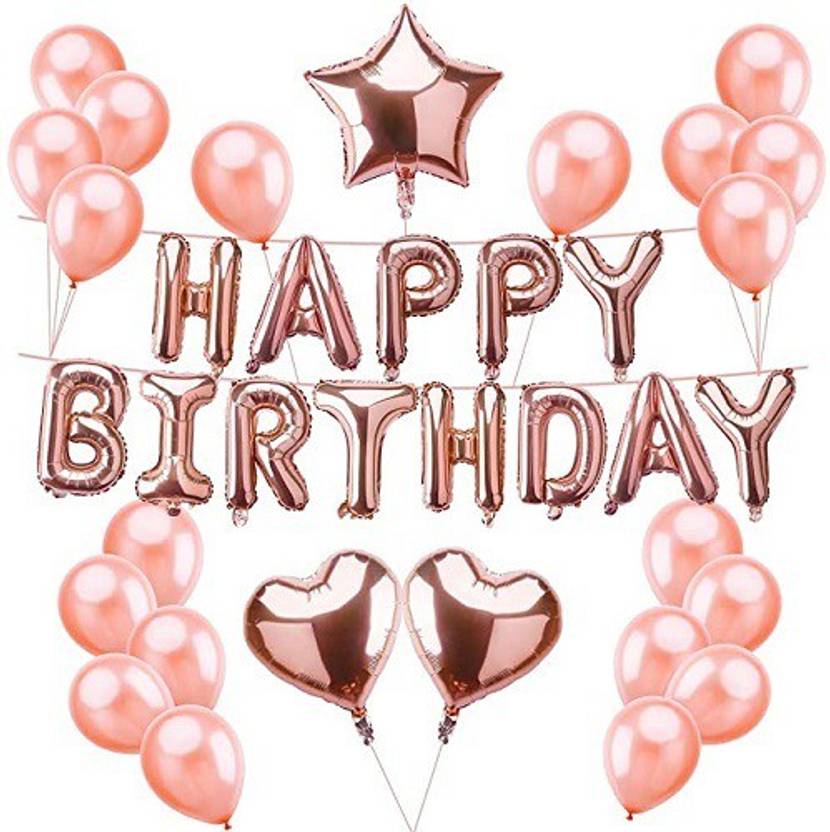 Flipkart.com | Gleam Solid Happy Birthday Rose Gold Foil Set of 13 ...