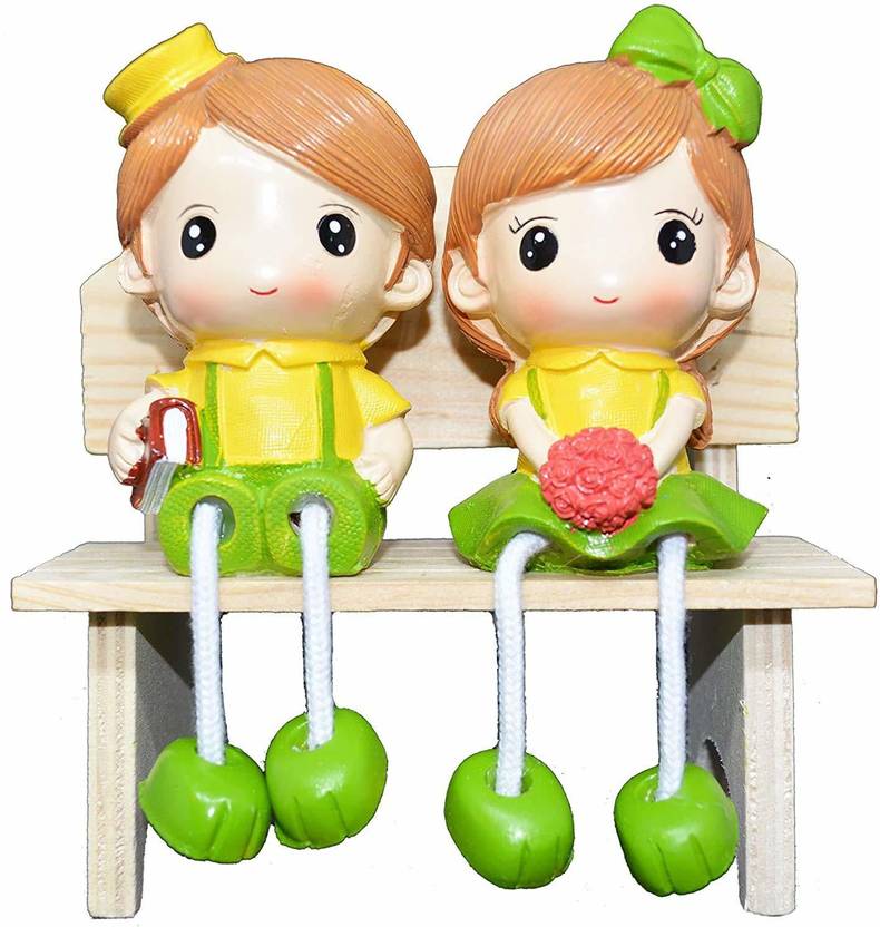 RUDRAAKSH Couple Showpiece On Bench Cute Boy and Girl Figurines ...
