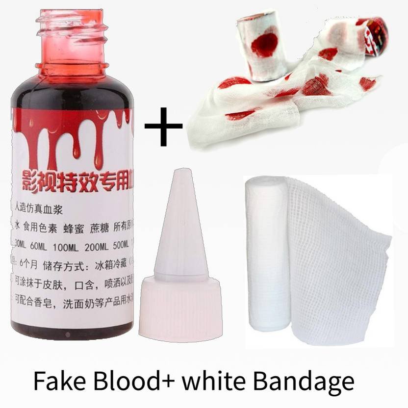AMACO Fake blood & white Bandage for prank jokes funny face & body ...