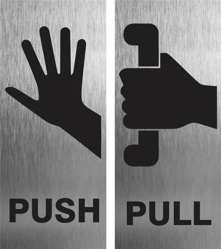 ZEDEF 12.7 cm PUSH PULL Stickers for Doors,Self adhesive Golden Brush ...