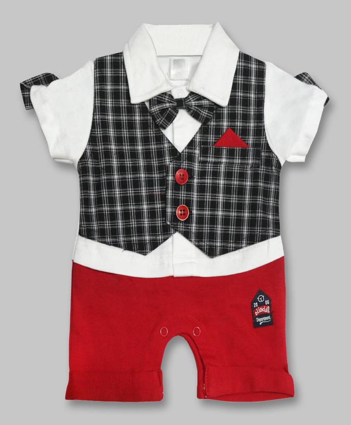 llakshdev Romper For Baby Boys & Baby Girls Party Checkered Pure Cotton ...