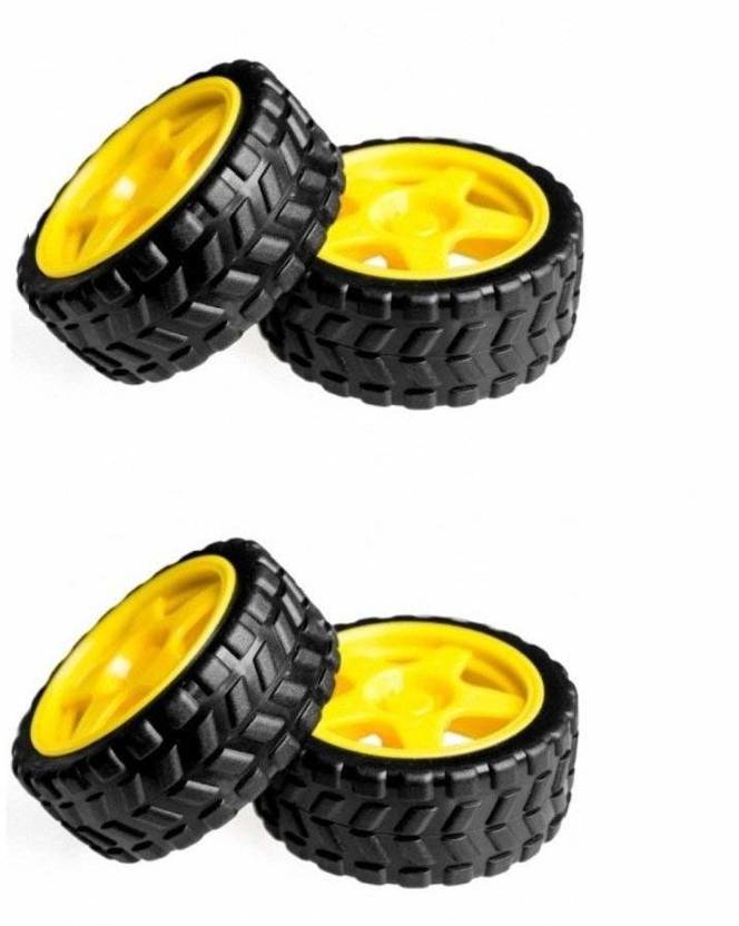 R&D Durable Rubber Robot Tire, Yellow wheel 65mmX30mm for BO DC Motor ...