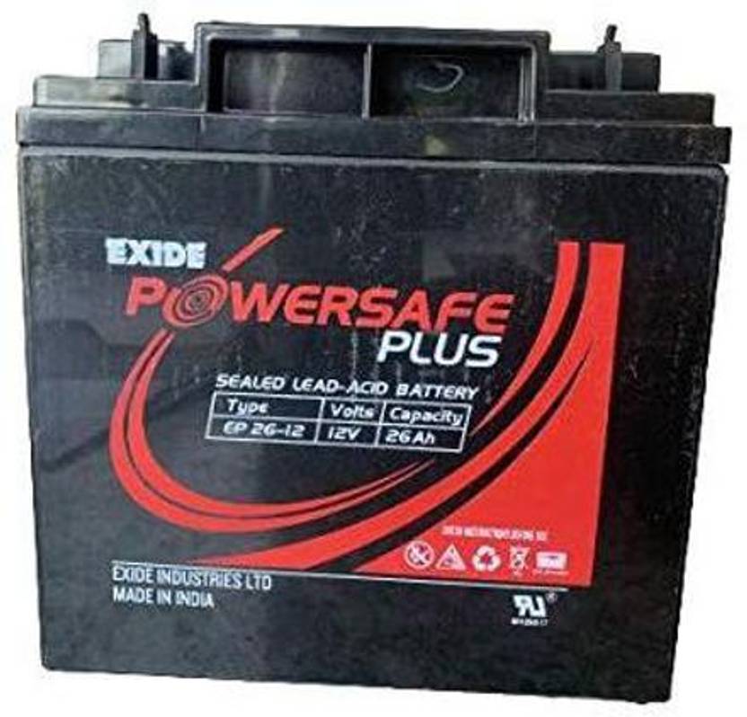EXIDE 12V 26AH PowerSafe Sealed UPS Solar Battery (Black) 120 V Delta Conversion Tower Model UPS ...