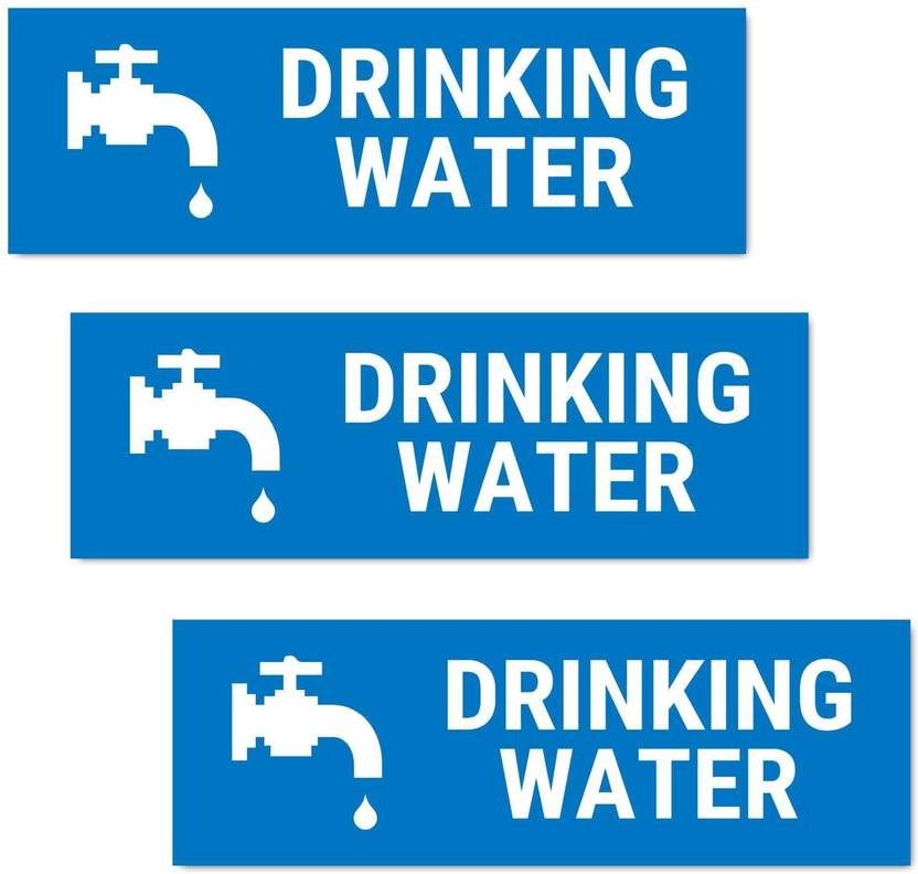 Mindcraftz Drinking Water Signboard sticker Blue color Pack of 3 | 12 x ...