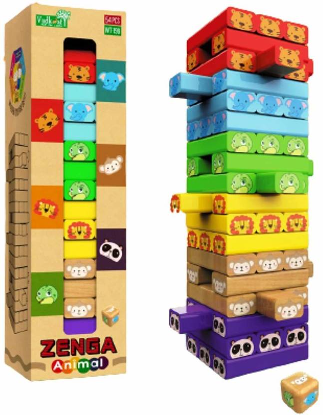 WONDER CREATURES Zenga Animal, Colored Zenga Stacking Game Wooden ...