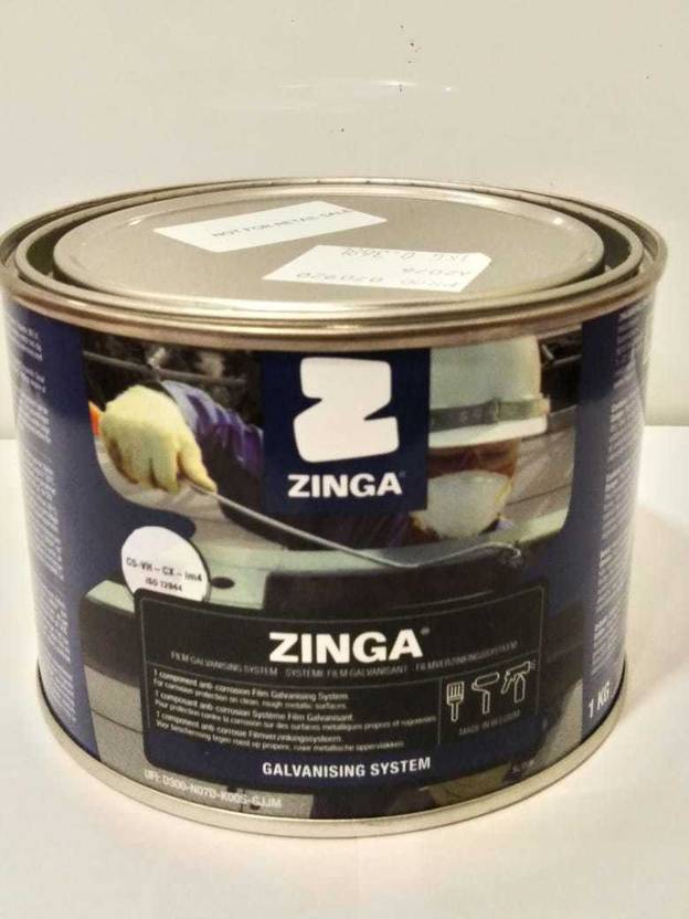 Zinga Anti Corrosive Film Galvanising Coating, Steel Grey Matt Finish 96% Zinc Paint and Primer ...