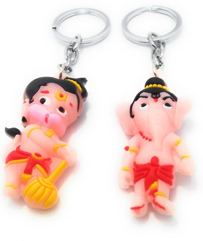Key Era Set Of 2 Sund Ganesh Ganpati Hanuman Gada keyring Key Chain ...