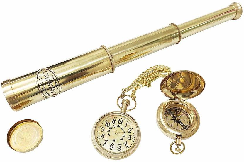 Artshai Premium Combo of Brass Telescope, Magnetic Compass and Pocket ...