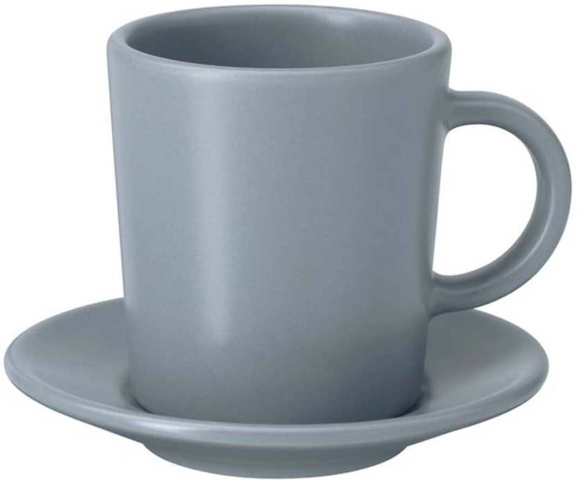 IKEA Stoneware Espresso cup and saucer, grey-blue, 9 cl (3 oz) Price in ...