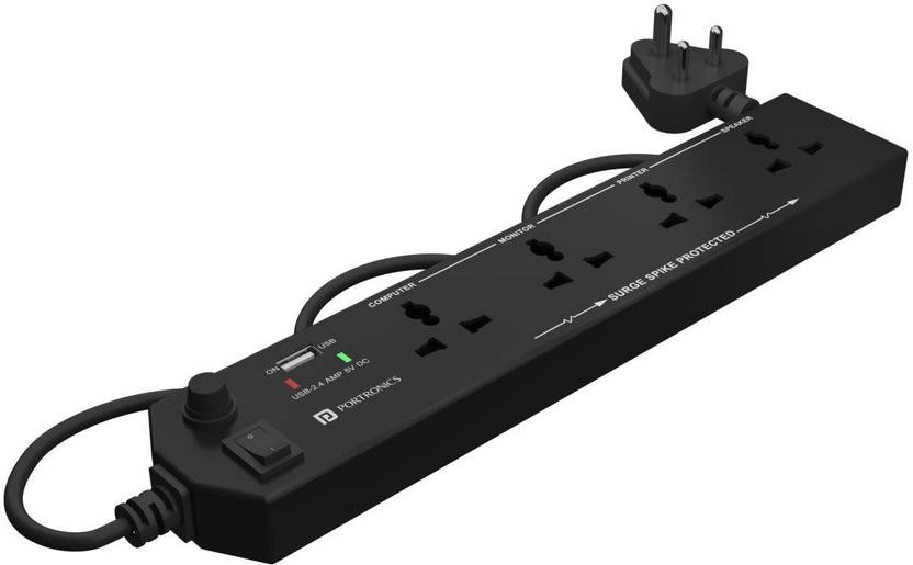Portronics Power Plate 4 Multiplug Board with Cord, 1500 Watts 4 Socket ...