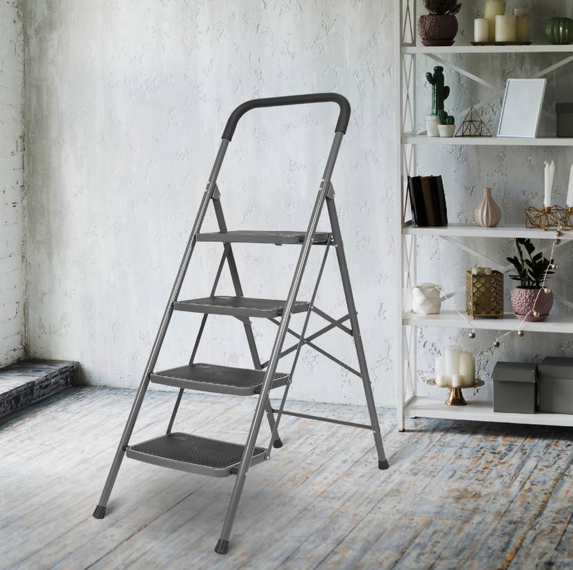 Bathla Boost 4-Step Foldable Steel Ladder for Home with Anti-Slip Steps ...