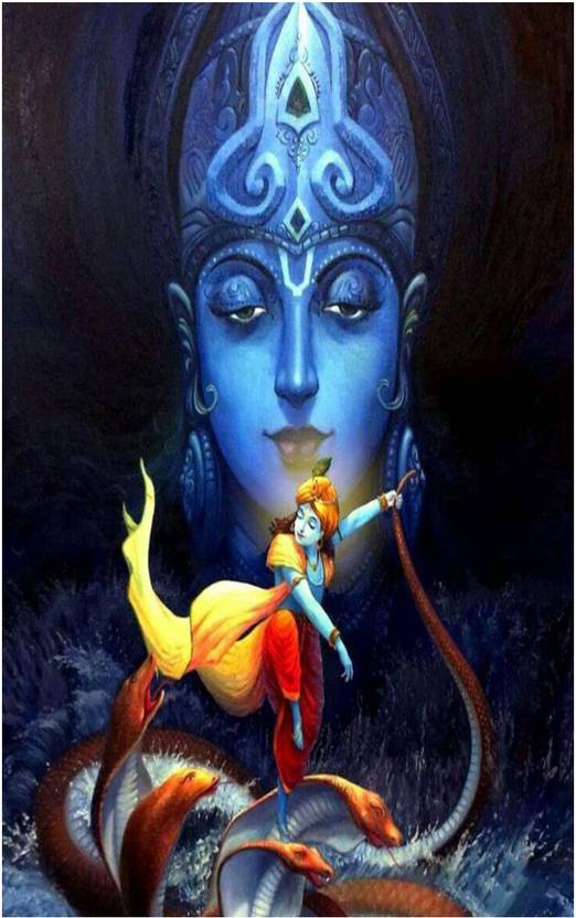 Shri Krishna Dance On Kaliya Naag Poster for Room Paper Print ...