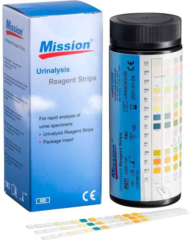 Mission Urine Strips 10U (10 parameters) 100 Strips Ph Test Strip (0 ...