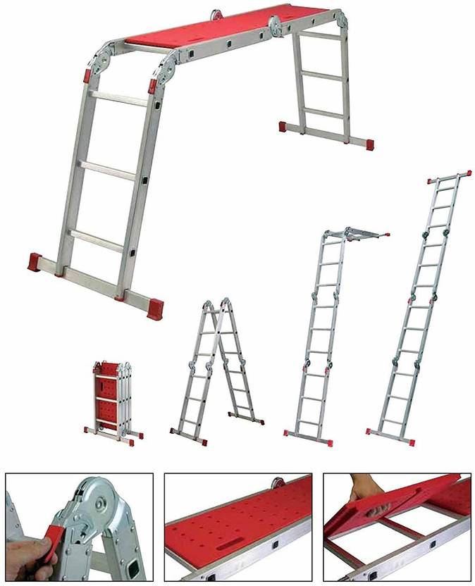 YOUNGMAN Heavy Duty 12 step Aluminium Multipurpose ladder Work as a ...