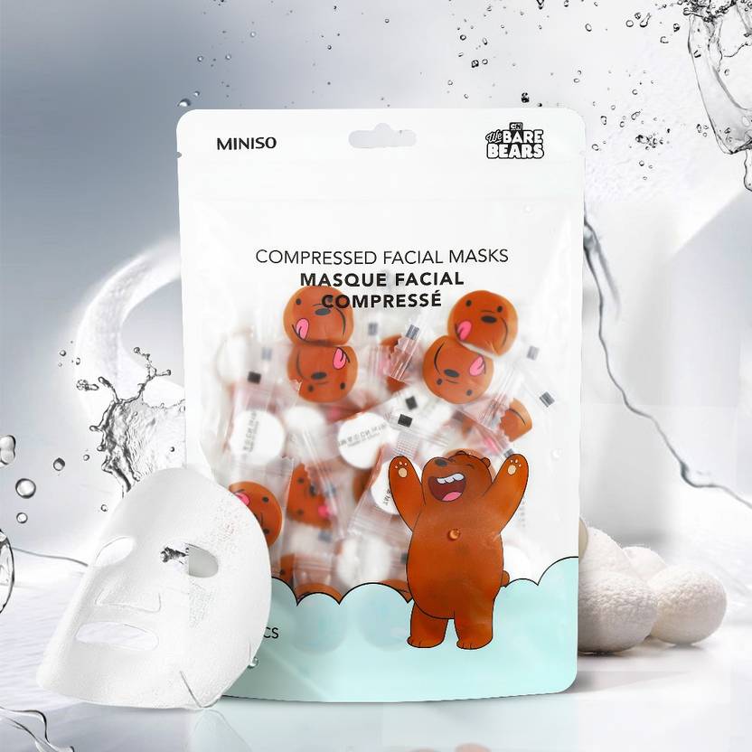 MINISO We Bare Bears Compressed Facial Masks Sheet for Women,40PCS ...