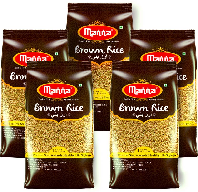 Manna Brown Rice 5kg (1kg x 5 Packs) - Premium Quality, Long Grain ...
