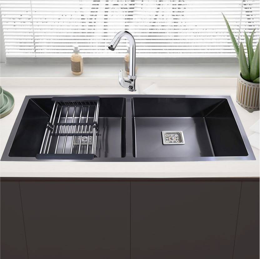 Prestige (37" X 18" X 8"Inch ) 304 GRADE DOUBLE BOWL HANDMADE Stainless Sink ( BOLD MATT FINISH ...