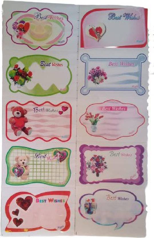 Super Easy 8 cm Best Wishes Stickers Gift Tag Set of 5 Designs x 10 ...