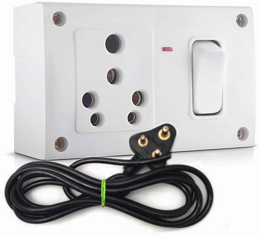 KAVANA Heavy Duty PVC Extension Board 3 m Wire 2 in 1 15A and Switch (3 ...