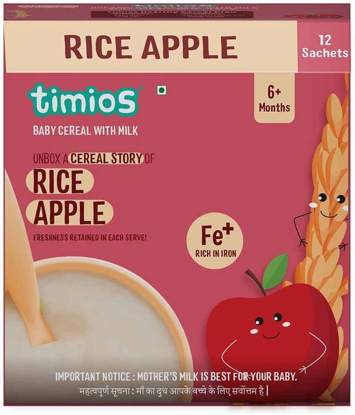 Timios Baby Cereal with Milk, Rice& Apple- From 6+Months|Insant and ...